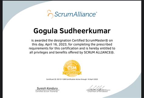 Sudheerkumar Gogula Csm On Linkedin Scrum Alliance Ramakrishna Gopaluni Csm®
