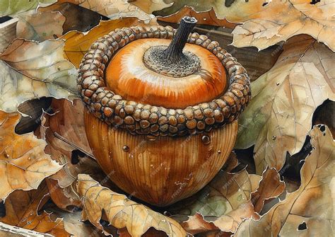 Premium Photo Watercolorrendered Acorn Texture Showcasing Texture