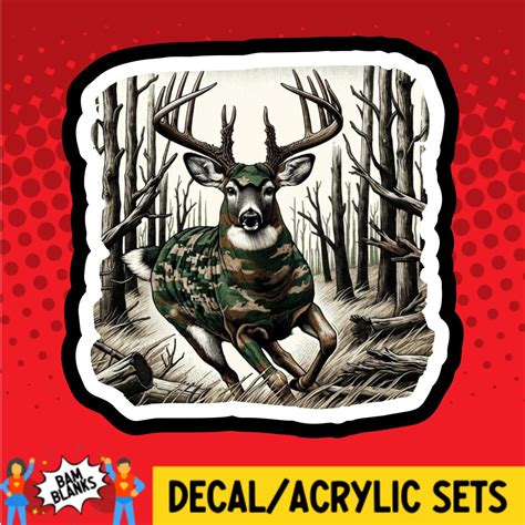 Deer In Camo Decal And Acrylic Shape Da02393 Bam Blanks And More