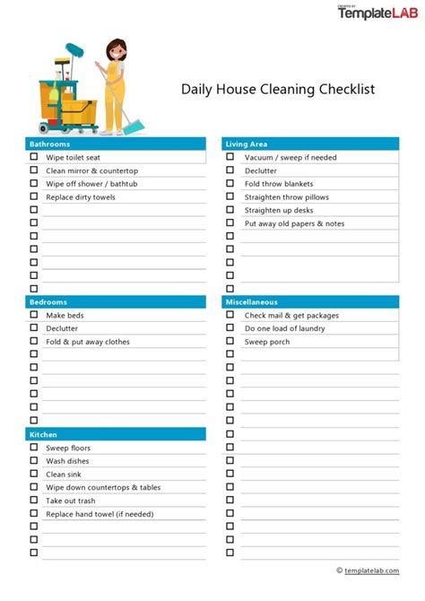 40 Printable House Cleaning Checklist Templates Templatelab Fillable