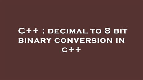 C Decimal To Bit Binary Conversion In C YouTube