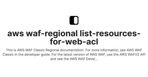 Aws Waf Regional List Resources For Web Acl Fig