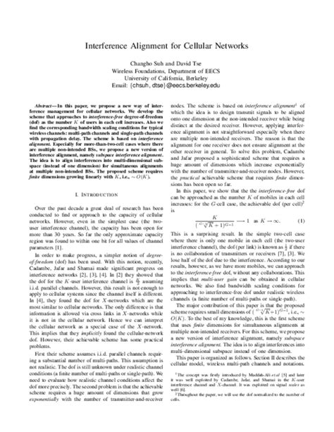 Pdf Interference Alignment For Cellular Networks