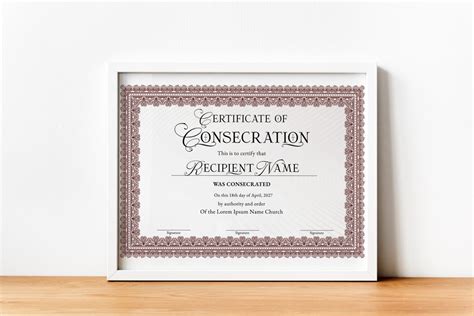 Editable Certificate Of Consecration Template Printable Consecration