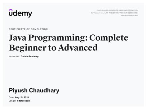 Piyush Chaudhary On Linkedin I Have Finished The Java Programming From Beginner To Advanced