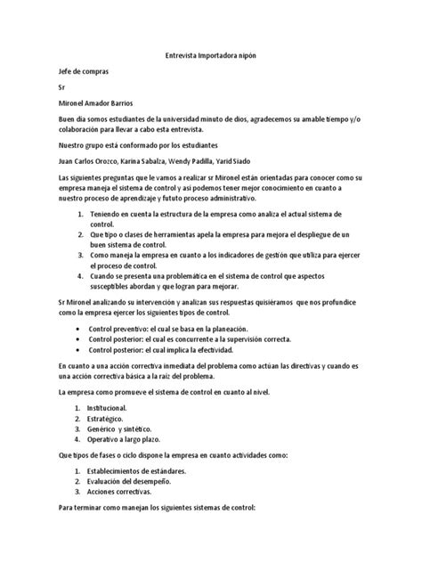 Entrevista Importadora Nipón Pdf