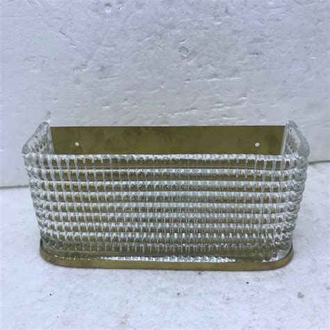 Two Mid Century Modern Italian Brass And Glass Rectangular Wall Sconces