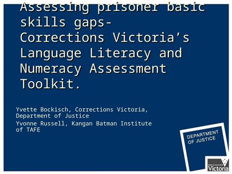 Ppt Assessing Prisoner Basic Skills Gaps Corrections Victorias