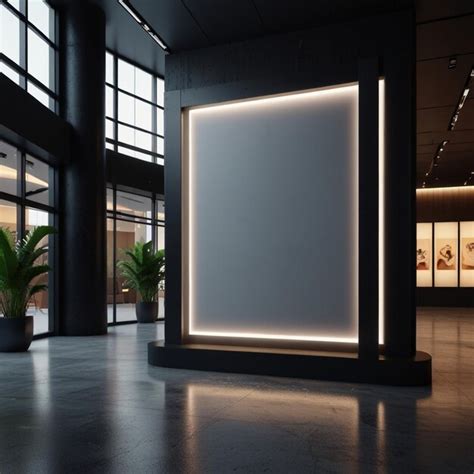 Blank Billboard In The Lobby Of A Modern Shopping Center 3d Rendering