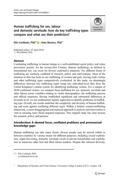 Pdf Human Trafficking For Sex Labour And Domestic Servitude How Do