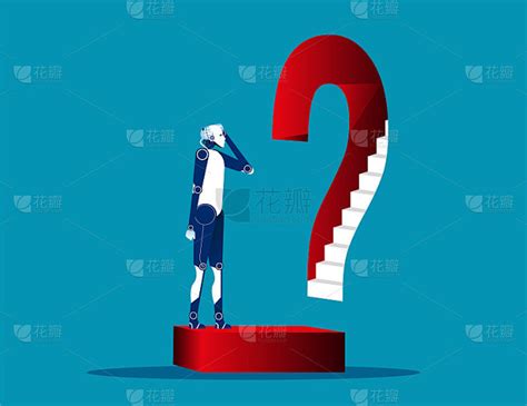机器人和问号。概念业务矢量插图。平面设计风格。