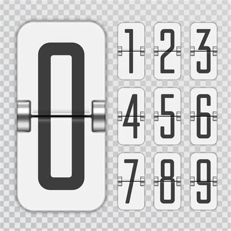 Countdown Numbers Flip Counter Vector Isolated Set Retro Style Flip