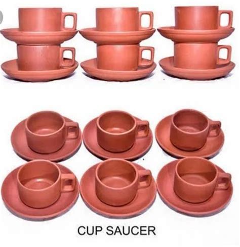 Reddish Brown Clay Mud Cup Saucer Large Terracotta For Office At Rs