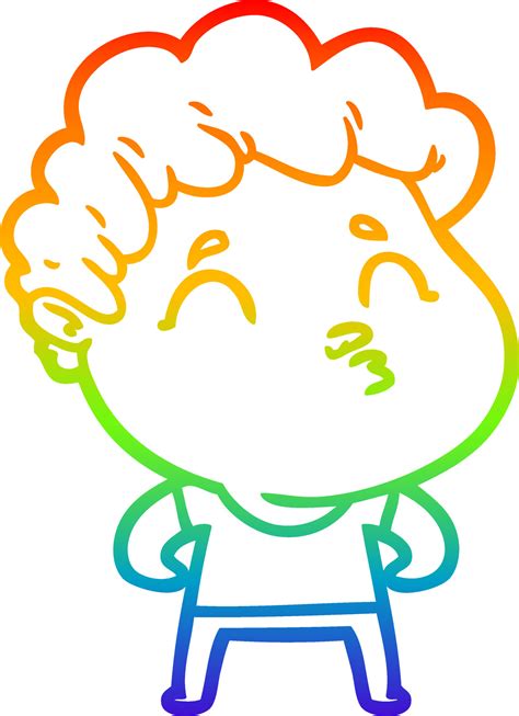 Desenho De Linha Gradiente Arco íris Desenho Animado Homem Fazendo