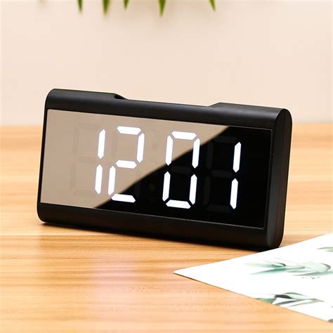 Srstrat Bedside Clock Mirror Clock Multifunction Clock With Temperature