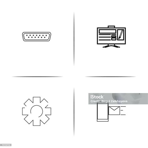 Devices Simple Linear Icon Set Outline Icons Stock Illustration Download Image Now Art
