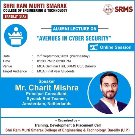 Shri Ram Murti Smarak Srms Institutions On Linkedin Srms Srmscet Rammurti Guestlecture