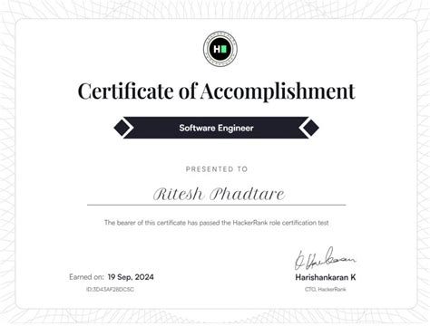 Ritesh Phadtare On Linkedin Softwareengineer Hackerrankcertified