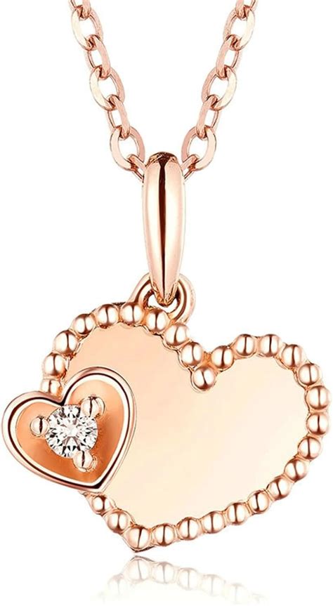 SonMo Echt 18K Rosegold Halskette für Damen Herz 0 95ct Diamant Kette