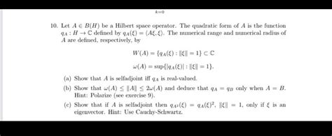 Solved K0 Let A∈bh Be A Hilbert Space Operator The