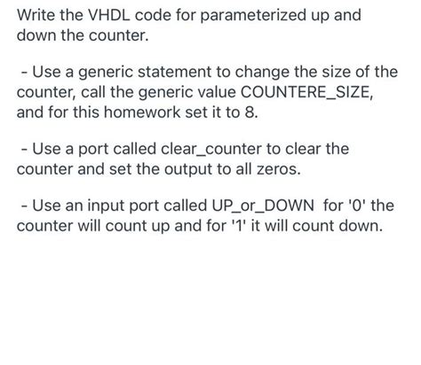 Solved Write The Vhdl Code For Parameterized Up And Down The