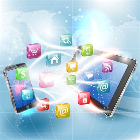 Global Mobile Phone Apps Icons Stock Vector Illustration Of Cloud