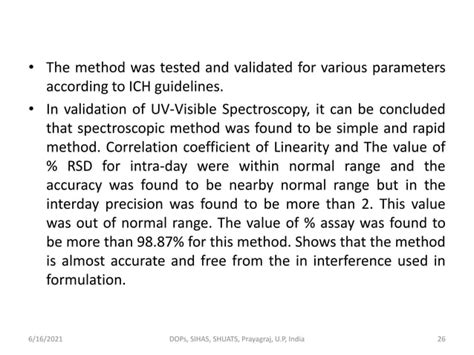 Analytical Method Development And Validation Of Uv Visible Spectroscopy Pptx Chemistry Science