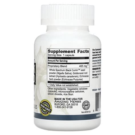 Amazing Herbs Black Seed Gold 60 Vegetarian Capsules