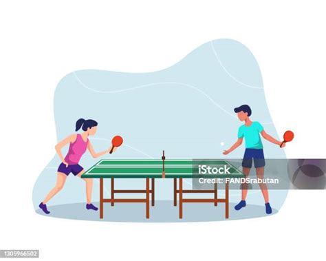 탁구를 하는 두 선수 탁구에 대한 스톡 벡터 아트 및 기타 이미지 탁구 일러스트레이션 사람들 Istock