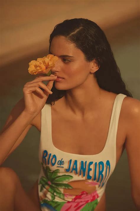 Farm Rio White Carioca Posters One Piece Swimsuit Anthropologie