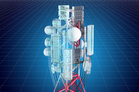 셀 타워의 시각화 3d Cad 모델 3d 렌더링 3차원 형태에 대한 스톡 사진 및 기타 이미지 3차원 형태 안테나 컴퓨터