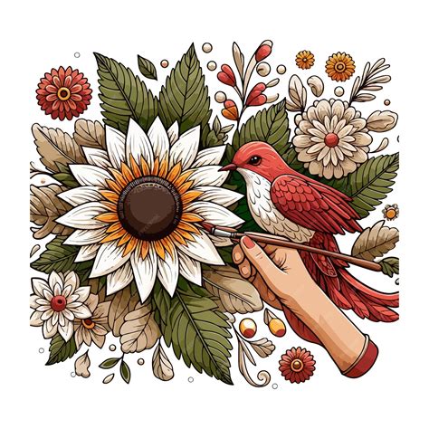 Cute Saffron Bird Green Leavse Cartoon Vector Premium Ai Generated Vector