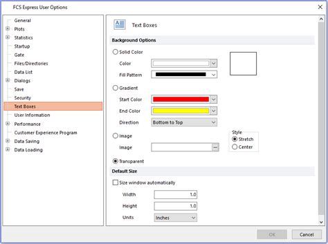 Text Boxes Options