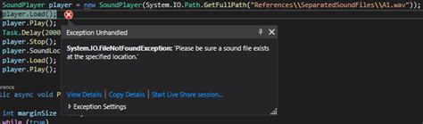 Wpf C Soundplayer Class Isnt Finding The File At The Specified Path