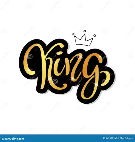 Hand Lettering With Word King And Gold Crown Stock Vector