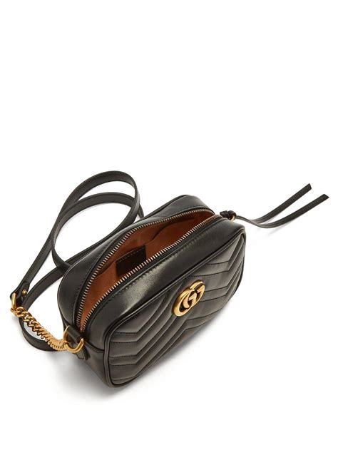 Gucci Denim Gg Marmont Mini Quilted Leather Cross Body Bag In Black Lyst