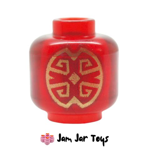 Lego Trans Red Head Gold Oriental Pattern A279