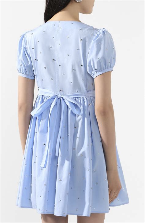 Женское голубое хлопковое платье Miu Miu купить в интернет магазине ЦУМ арт Mf3589 1v7e F0076
