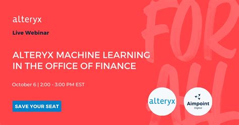 Katherine Correia Née Roach On Linkedin Alteryx Ml In Office Of Finance Webinar Aimpoint