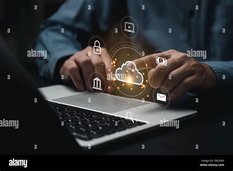 Businessman Hand Touching With Cloud Computing Diagram Cloud