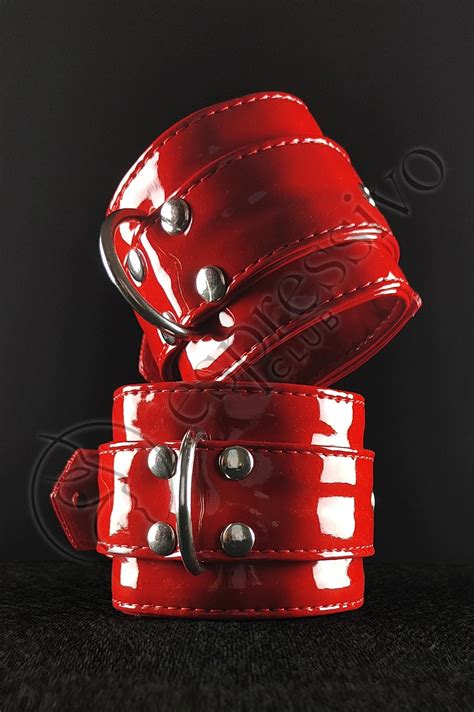 Bondage Cuffs In Red Pvc Wrist And Ankle Bdsm Restraints Espressivoclub