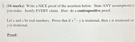 Solved 2 16 Marks Write A Nice Proof Of The Assertion