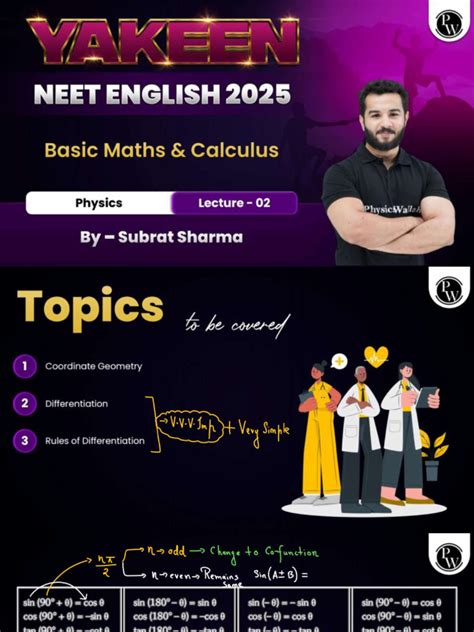 Basic Maths And Calculus 02 Class Notes Yakeen Neet English 2025 Pdf
