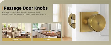 Coolnews 2 Pack Brushed Gold Dummy Door Knobs Interior Single Sided Modern Satin Brass Dummy