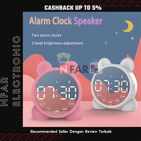 Speaker Jam Bluetooth Mini Versi 50 Alarm Dan Radio Jam Digital