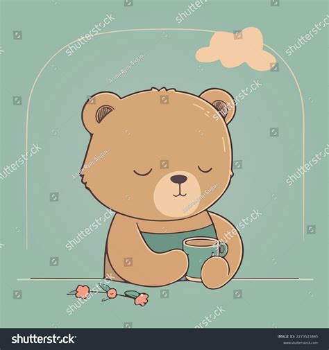 Teddy Bear Drinking Coffee Morning Stock Vector Royalty Free