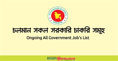 চলমান চাকরি আবেদন সমূহ সকল সরকারি চাকরির তালিকা Results Bangladesh
