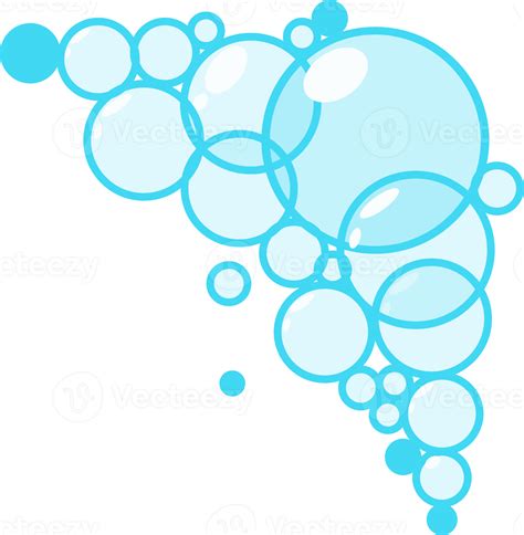 Cartoon Soap Foam With Bubbles Light Blue Suds Of Bath Shampoo