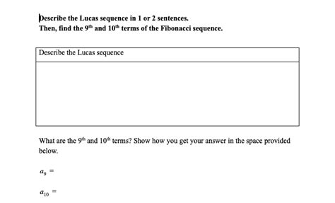 answered Þescribe the lucas sequence in 1 or 2… bartleby