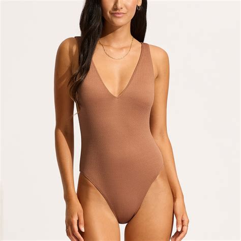 Sea Dive Deep V Neck One Piece Bronze Seafolly Australia